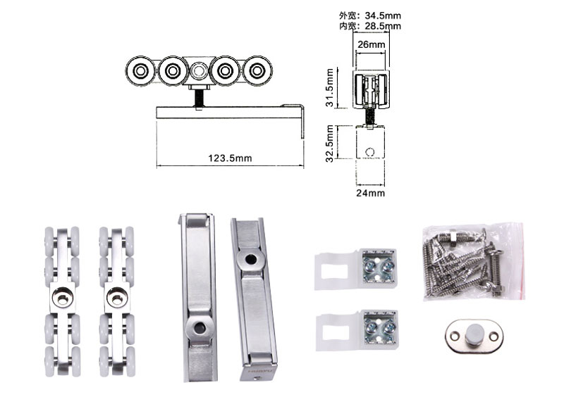 BÁNH XE TREO CỬA RÒNG RỌC 8 BÁNH HY119